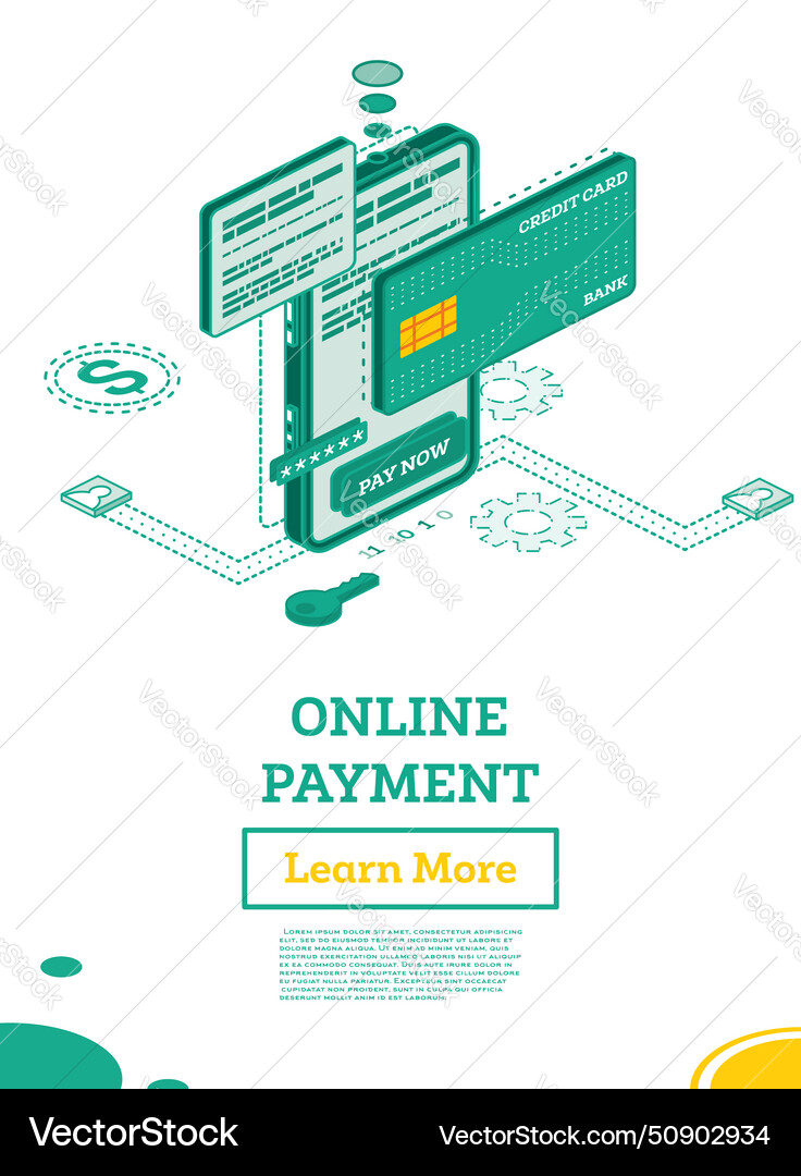 Online outline payment with mobile phone Vector Image