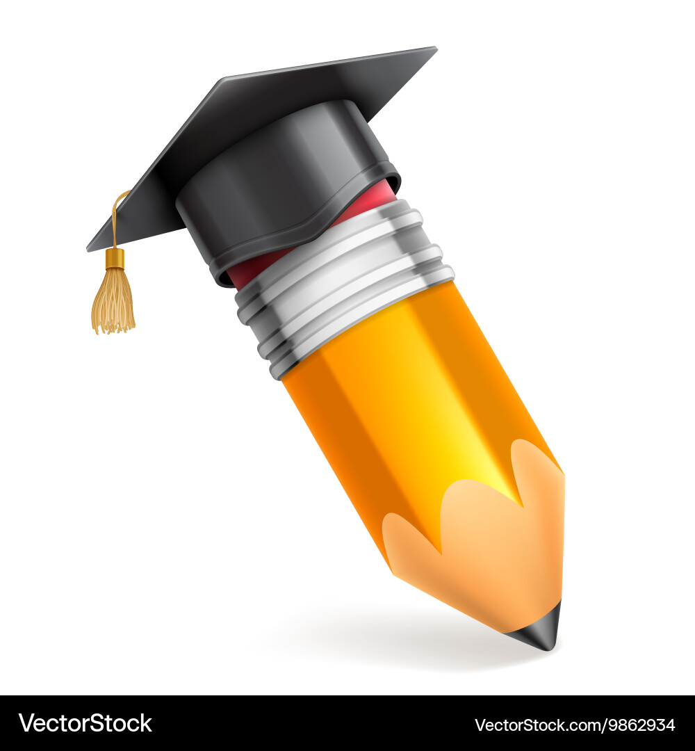 Pencil and graduation cap icon Royalty Free Vector Image