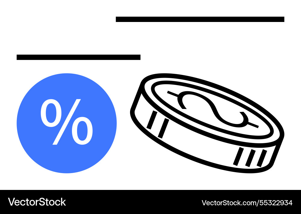 Percentage symbol and dollar coin representing Vector Image