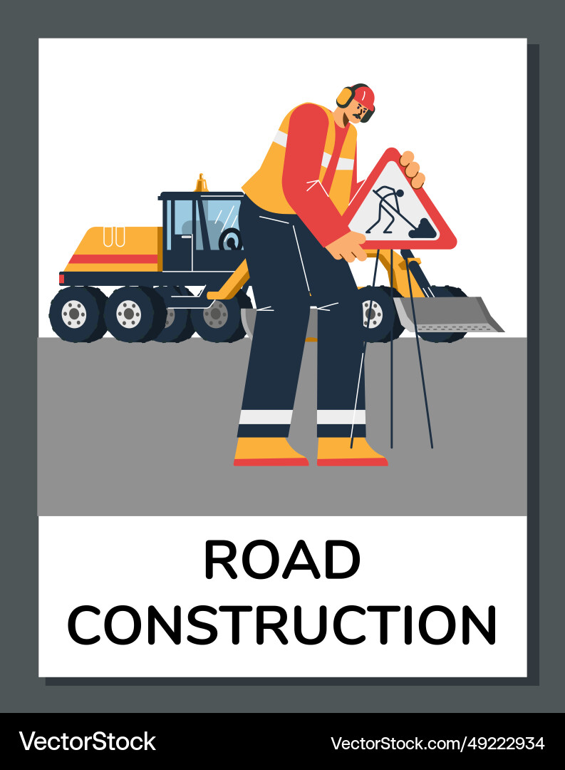 Road construction works and services advertising Vector Image