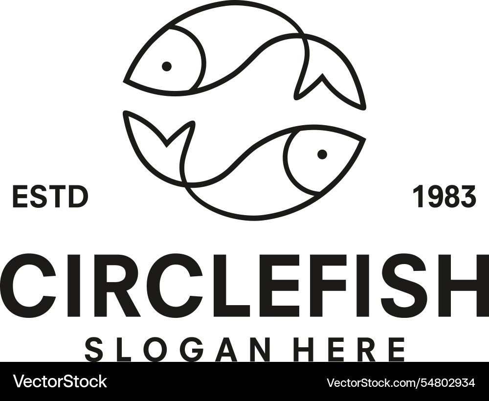 Vintage logo fish template Royalty Free Vector Image