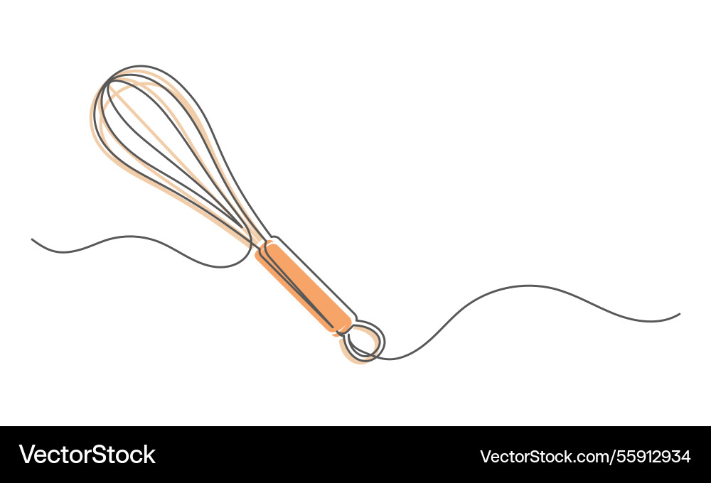 Whisk continuous one line isolated on white Vector Image