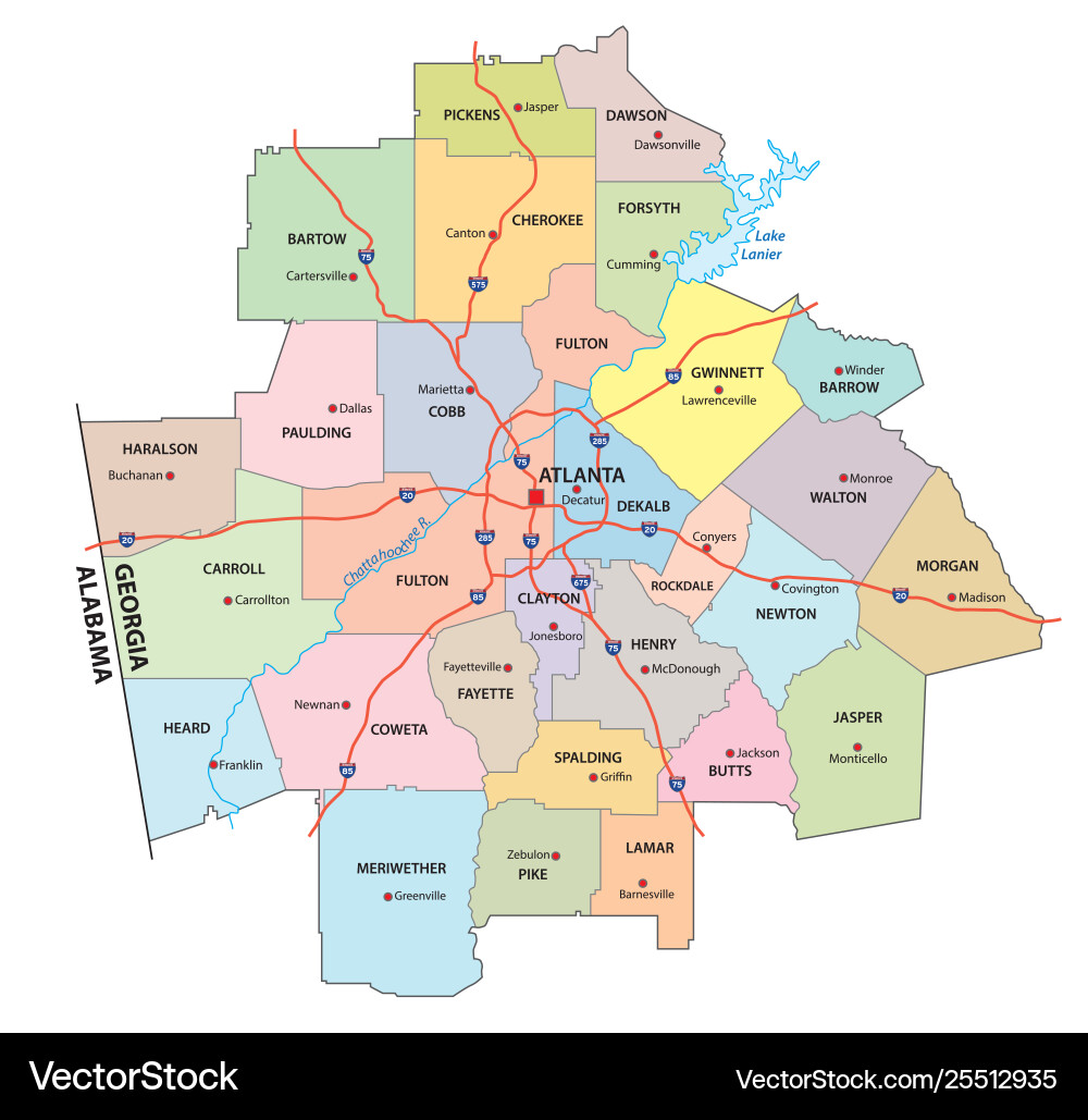Map Of Metropolitan Atlanta Ga Area