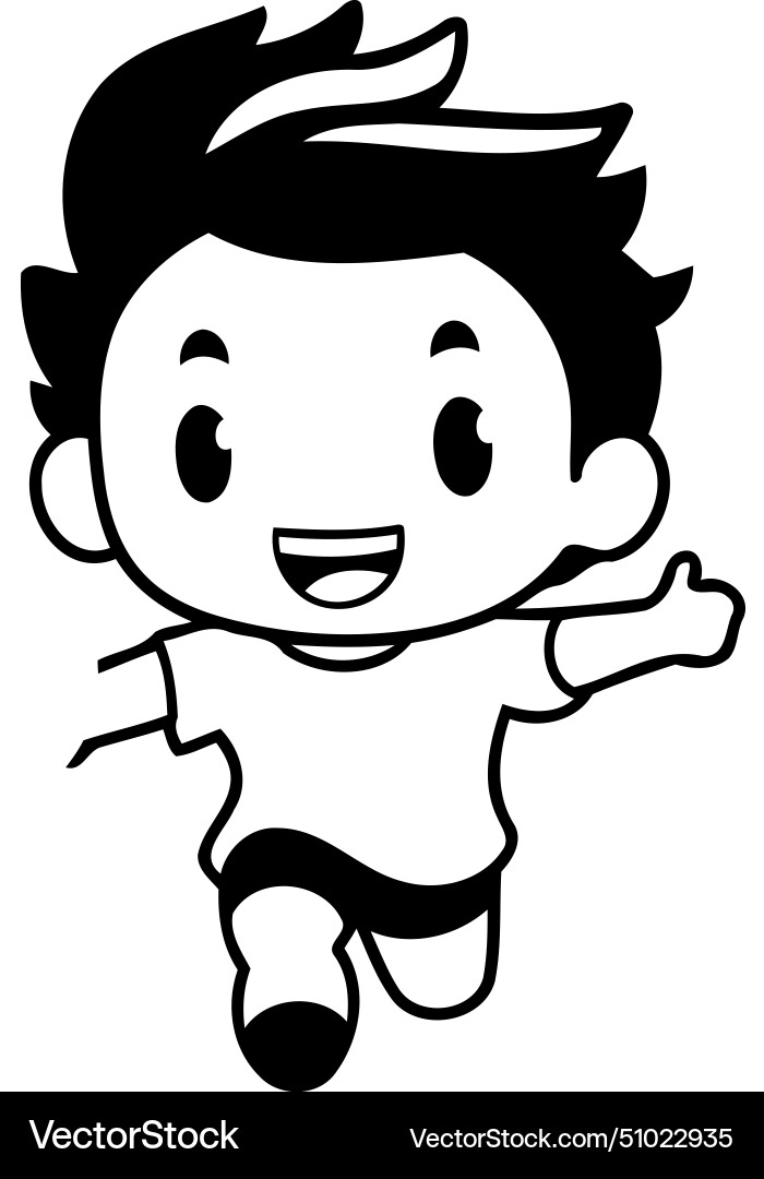 Cute boy running with stop sign over white Vector Image