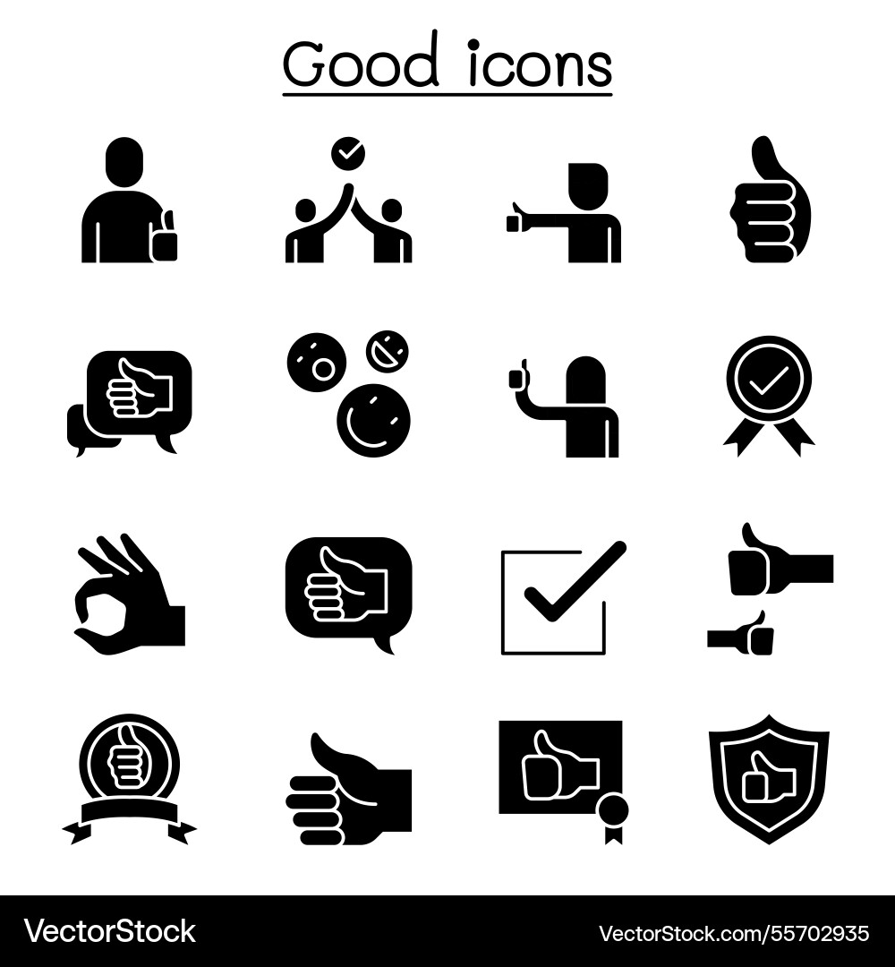 Good approve confirm verify quality icon set in Vector Image