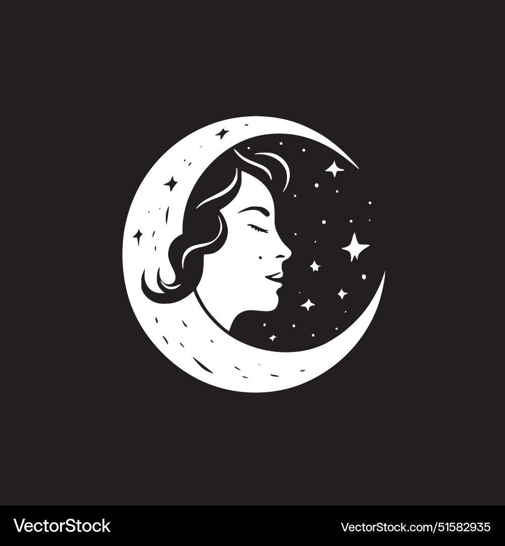 Moon - minimalist and flat logo Royalty Free Vector Image
