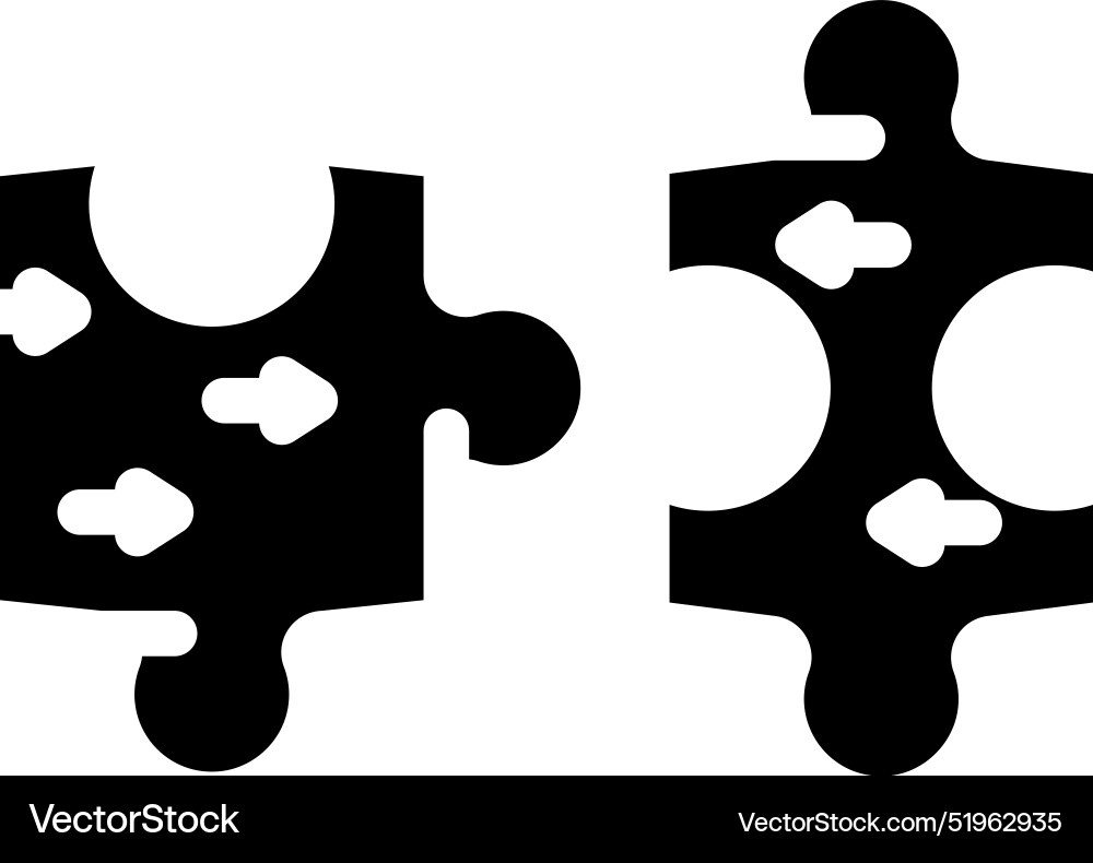 Puzzle pieces coming together progress glyph icon Vector Image