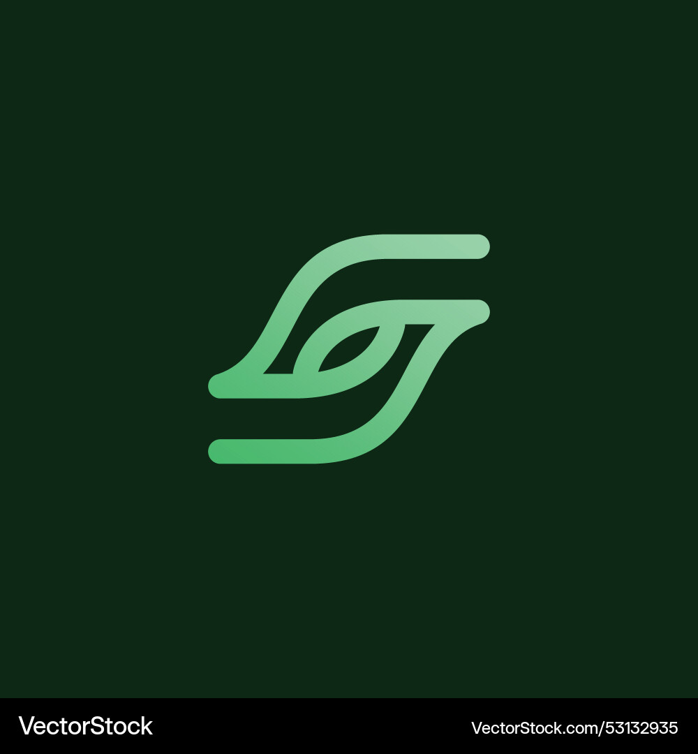 S leaf logo design line Royalty Free Vector Image