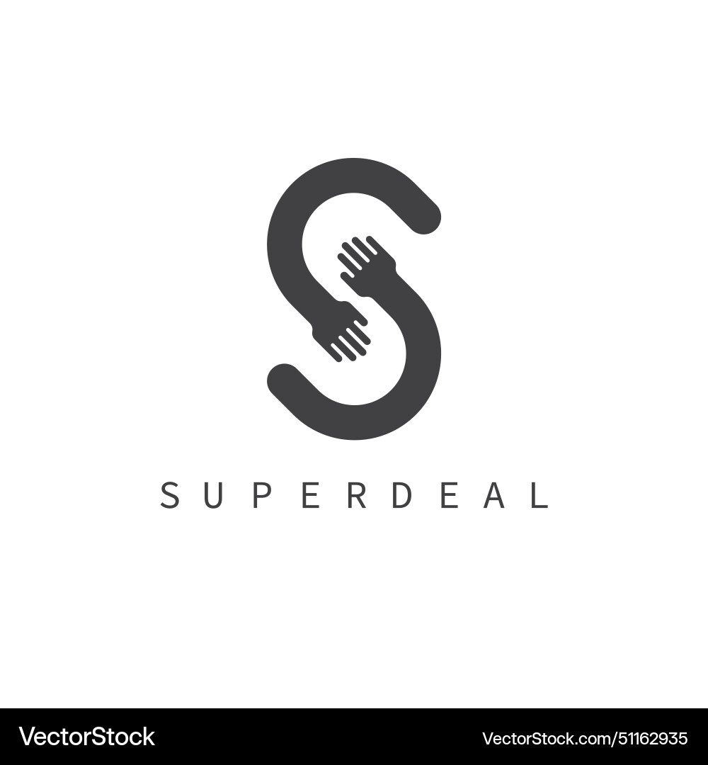 S letter hand shaking icon concept design template