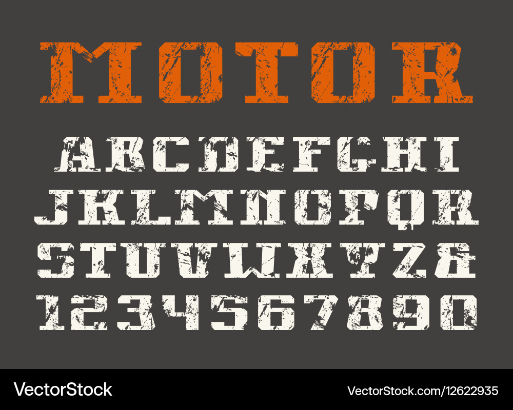Serif font and numerals Royalty Free Vector Image