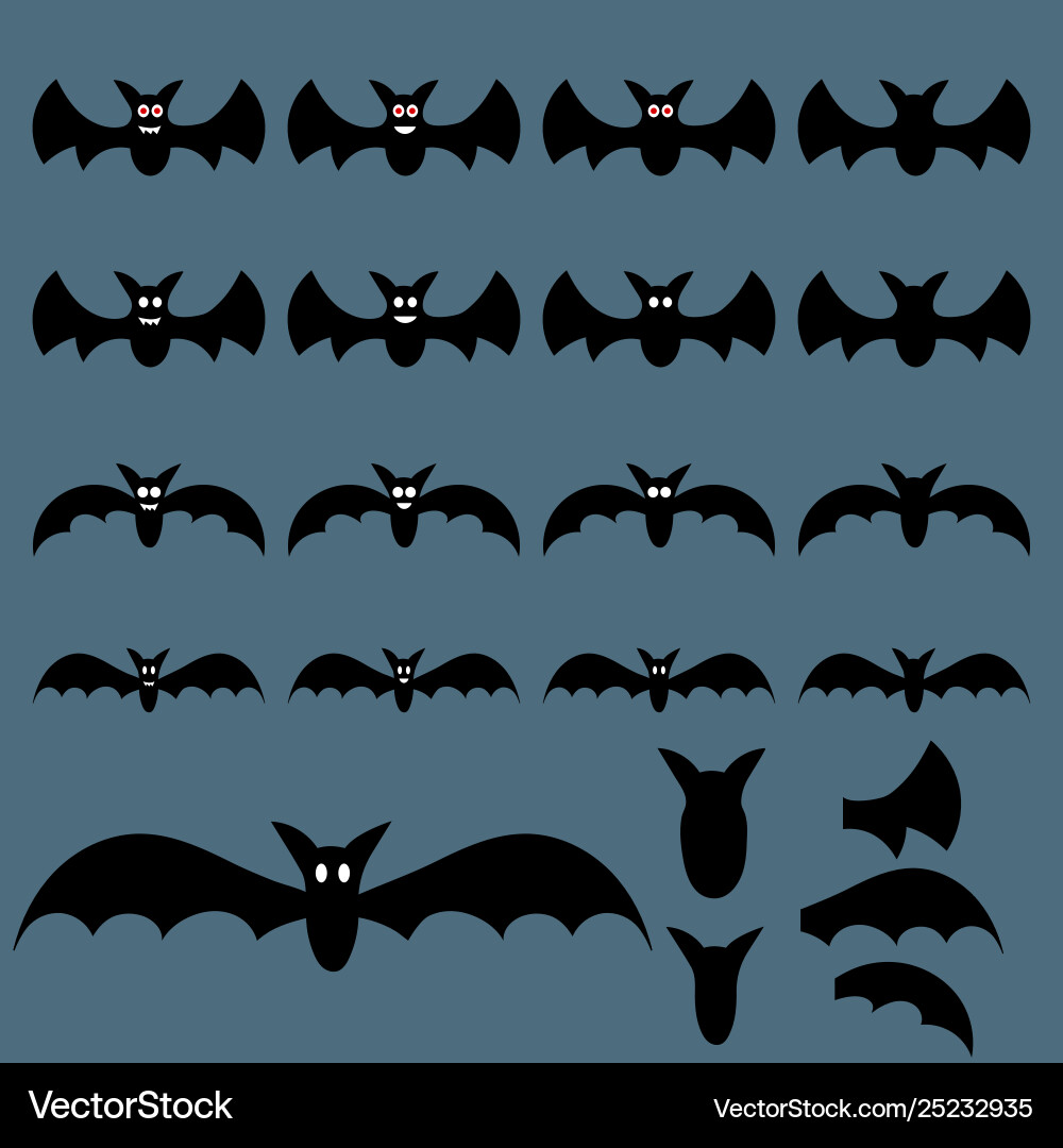 Set halloween flying bats for design web Vector Image