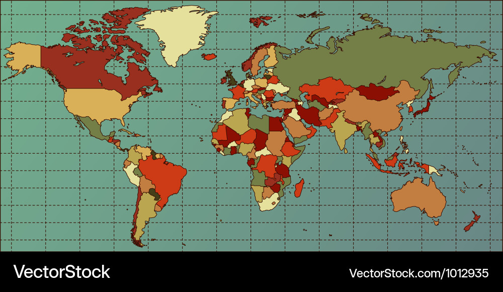 World Map - Country Boundaries Royalty Free Vector Image