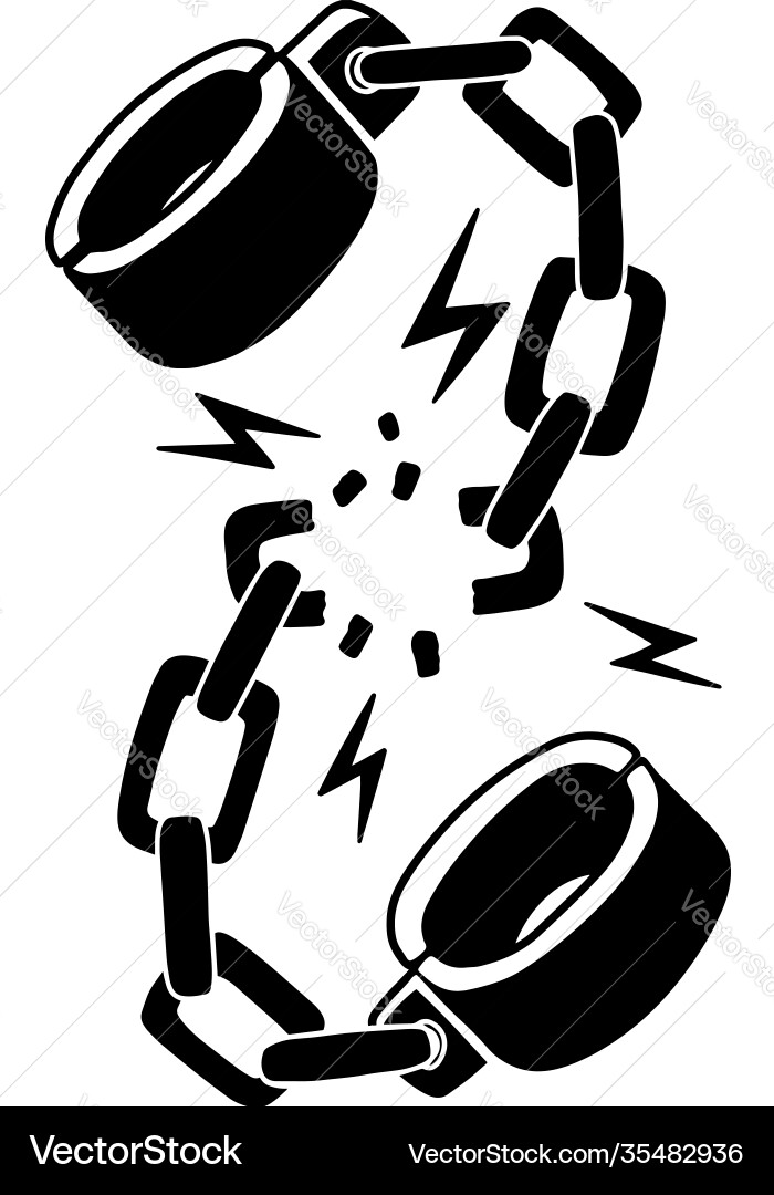 Broken shackles in vintage monochrome style Vector Image