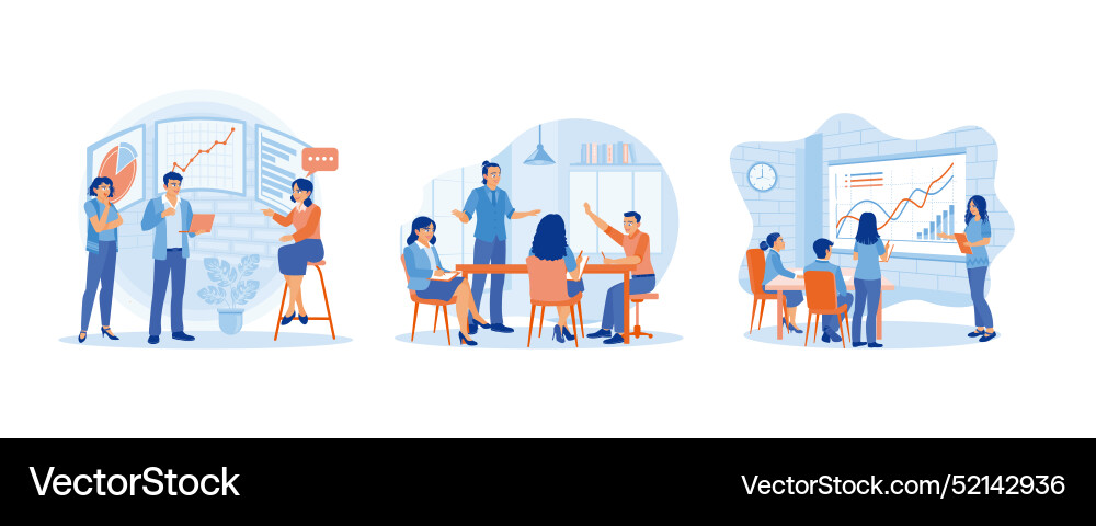 Business people are holding a presentation Vector Image