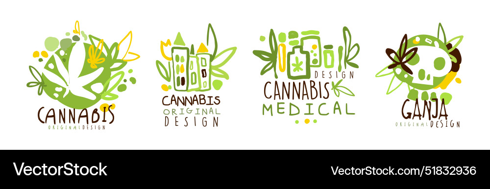 Cannabis plant original label and logo design Vector Image