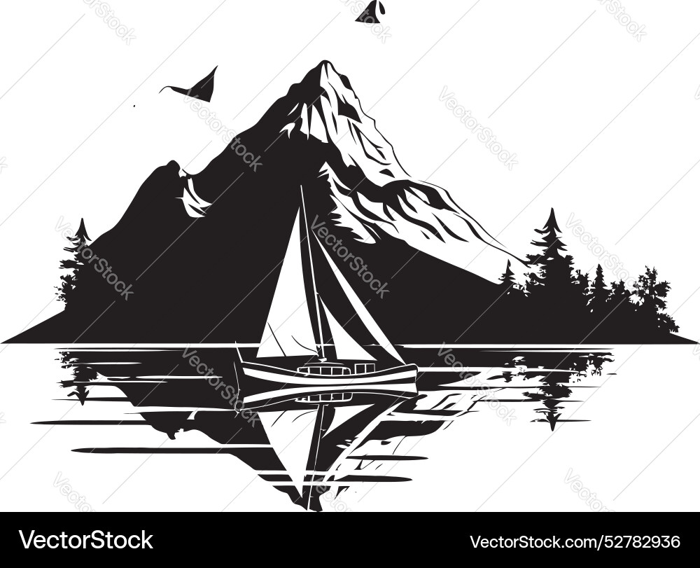 Chalet channel navigating mountain waters by boat Vector Image