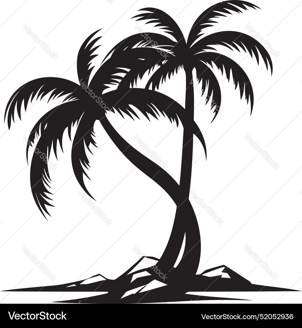Coastal elegance palm tree and beachfront scene Vector Image