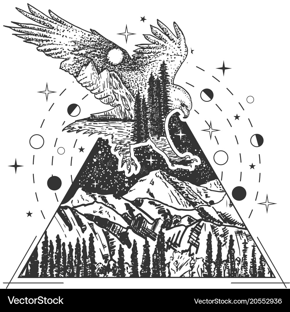 Creative geometric eagle tattoo art style Vector Image