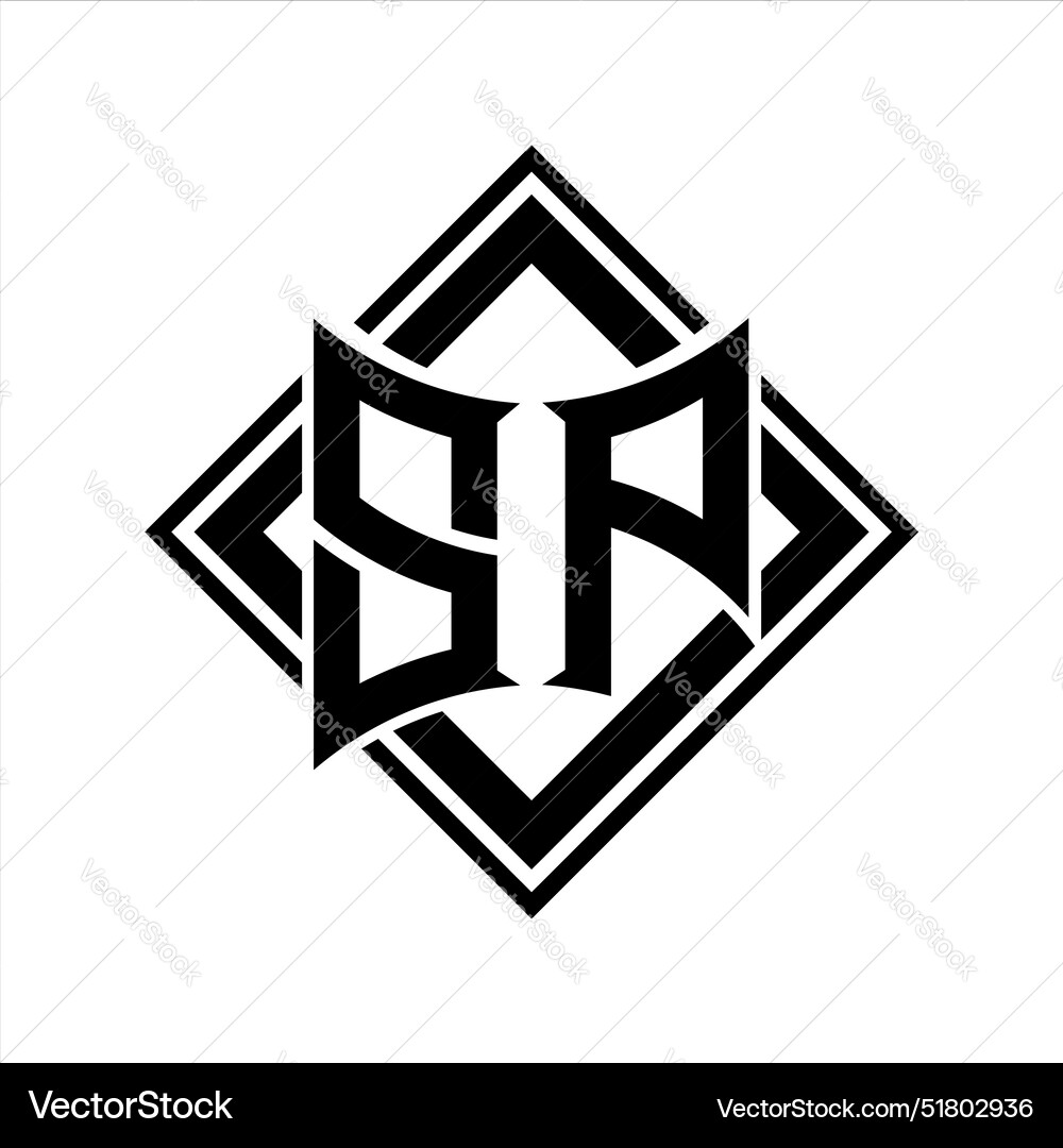 Sp letter logo with abstract shield shape Vector Image