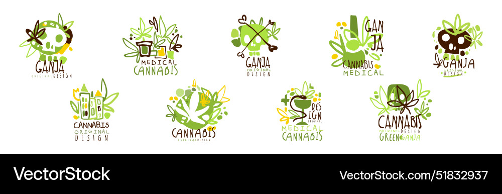 Cannabis plant original label and logo design Vector Image