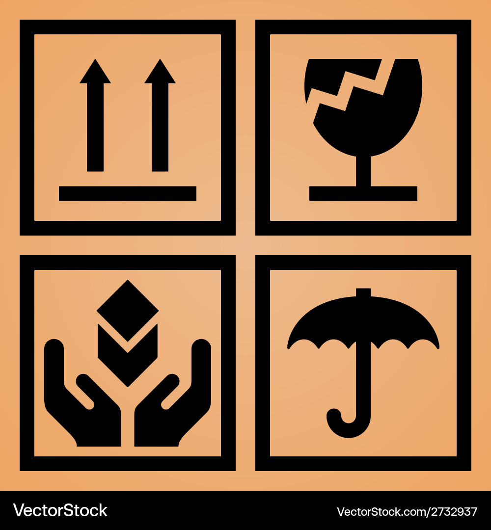 Carton fragile label Royalty Free Vector Image