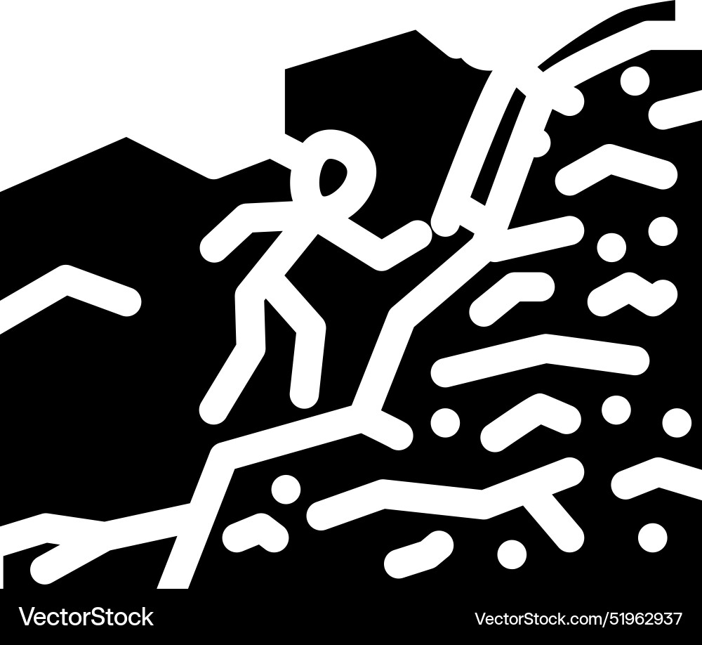 Climbing mountain progress glyph icon Royalty Free Vector