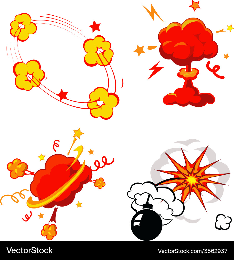 Comic book explosion bombs and blast set cartoon Vector Image