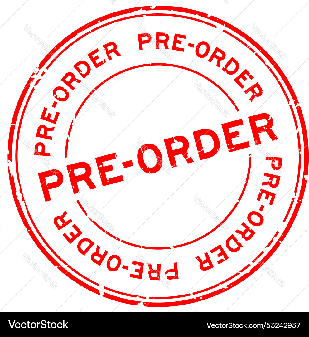Grunge red pre order word round rubber seal stamp Vector Image
