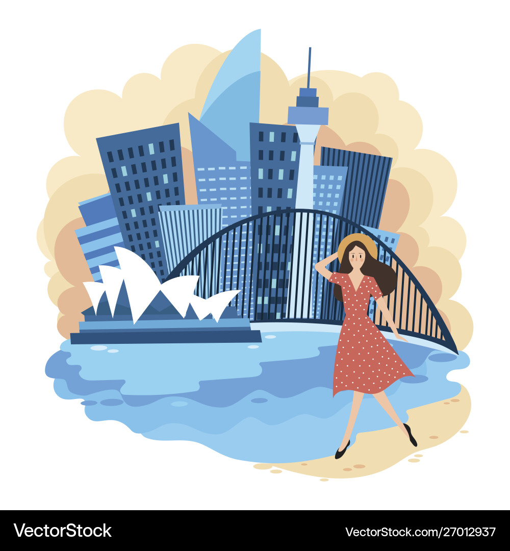 Landscape sydney cartoon Royalty Free Vector Image