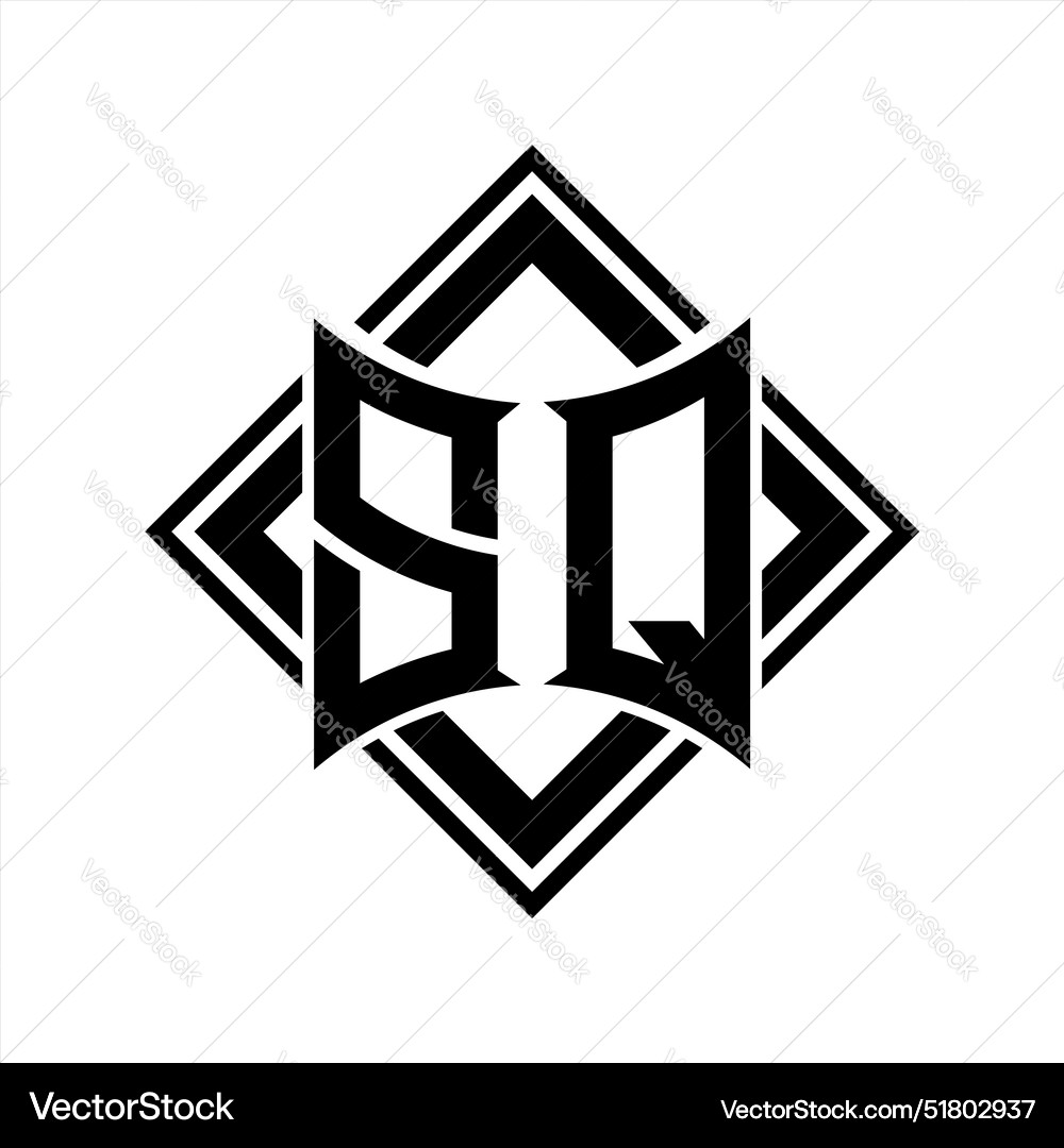 Sq letter logo with abstract shield shape Vector Image