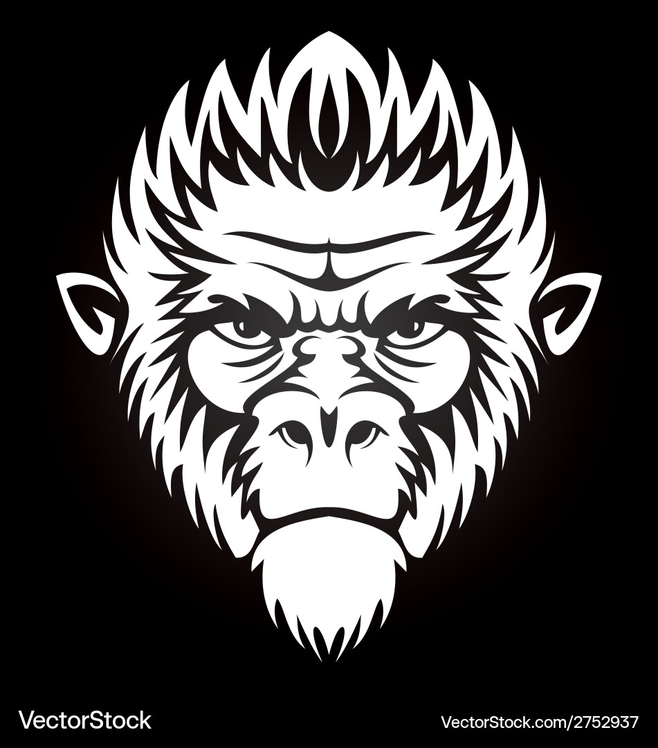 White monkey face Royalty Free Vector Image - VectorStock