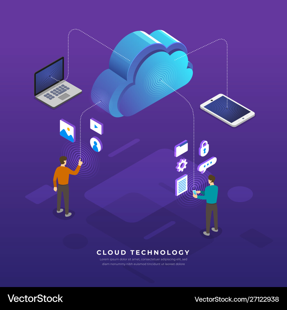 Flat design concept cloud computing technology Vector Image