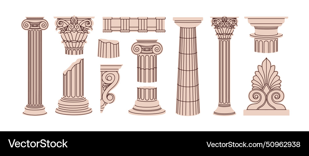 Greek antique architecture elements set ancient Vector Image