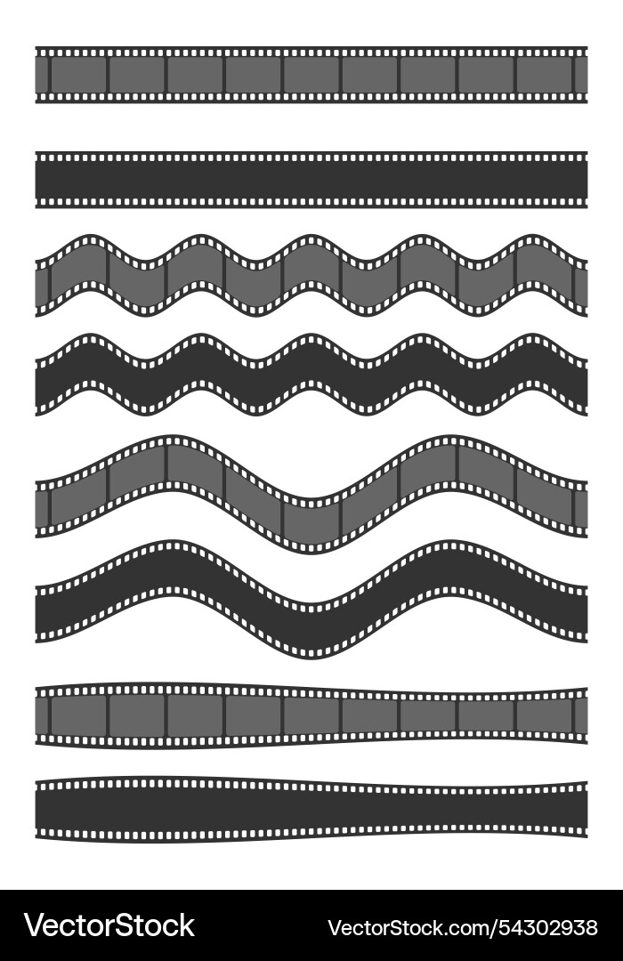 Set of different shaped film strips curved Vector Image