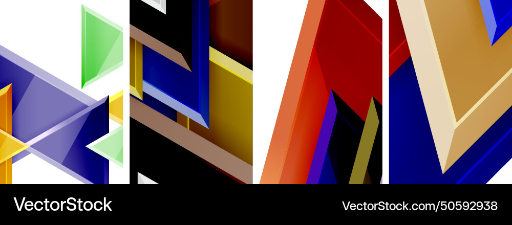 Triangle composition poster background set Vector Image