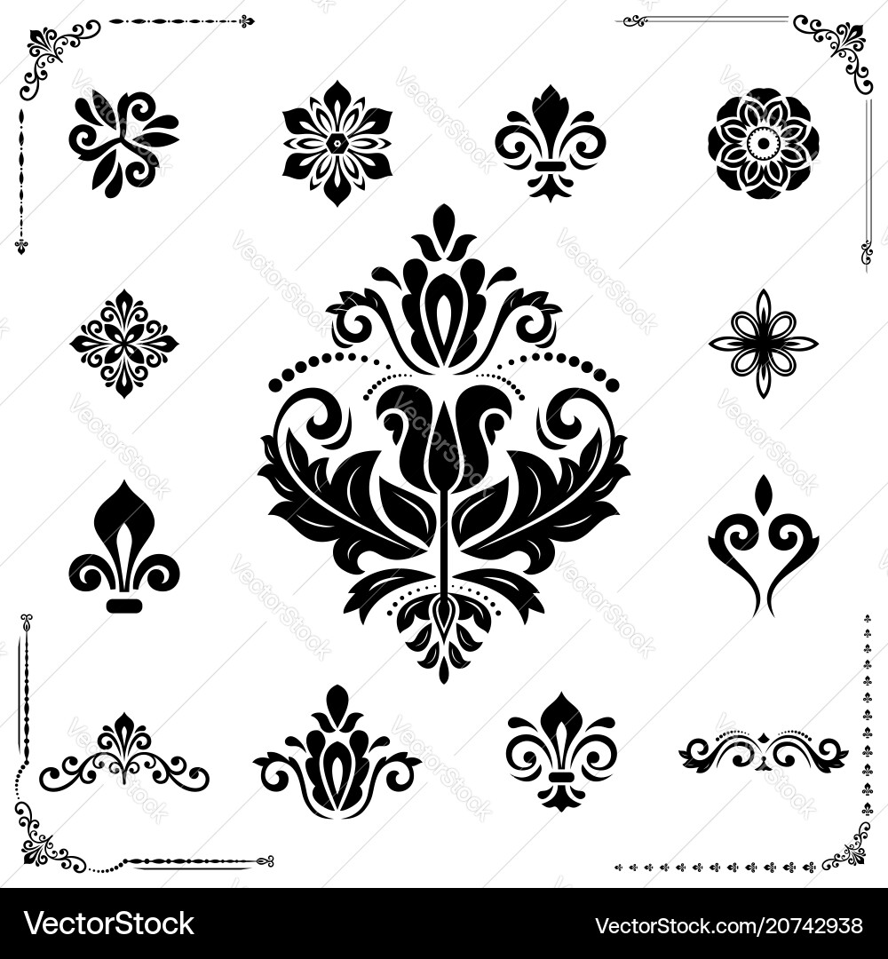 Vintage set of horizontal square and round Vector Image
