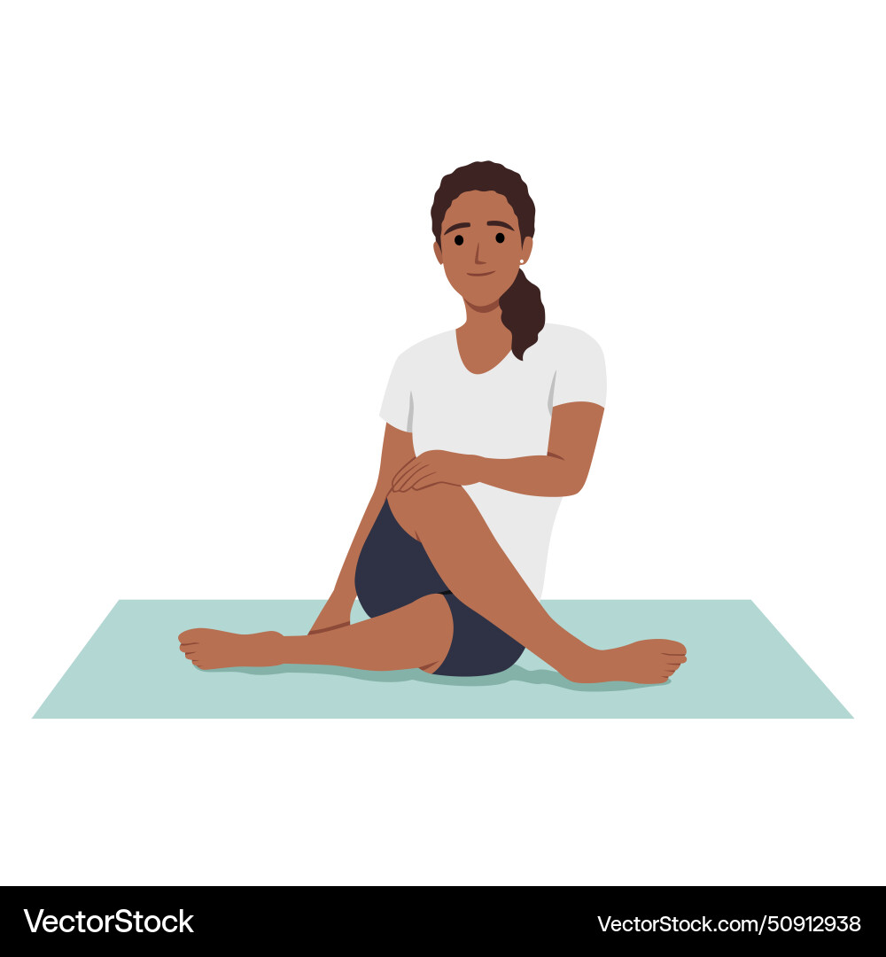 Young woman doing seated twist stretch exercise Vector Image