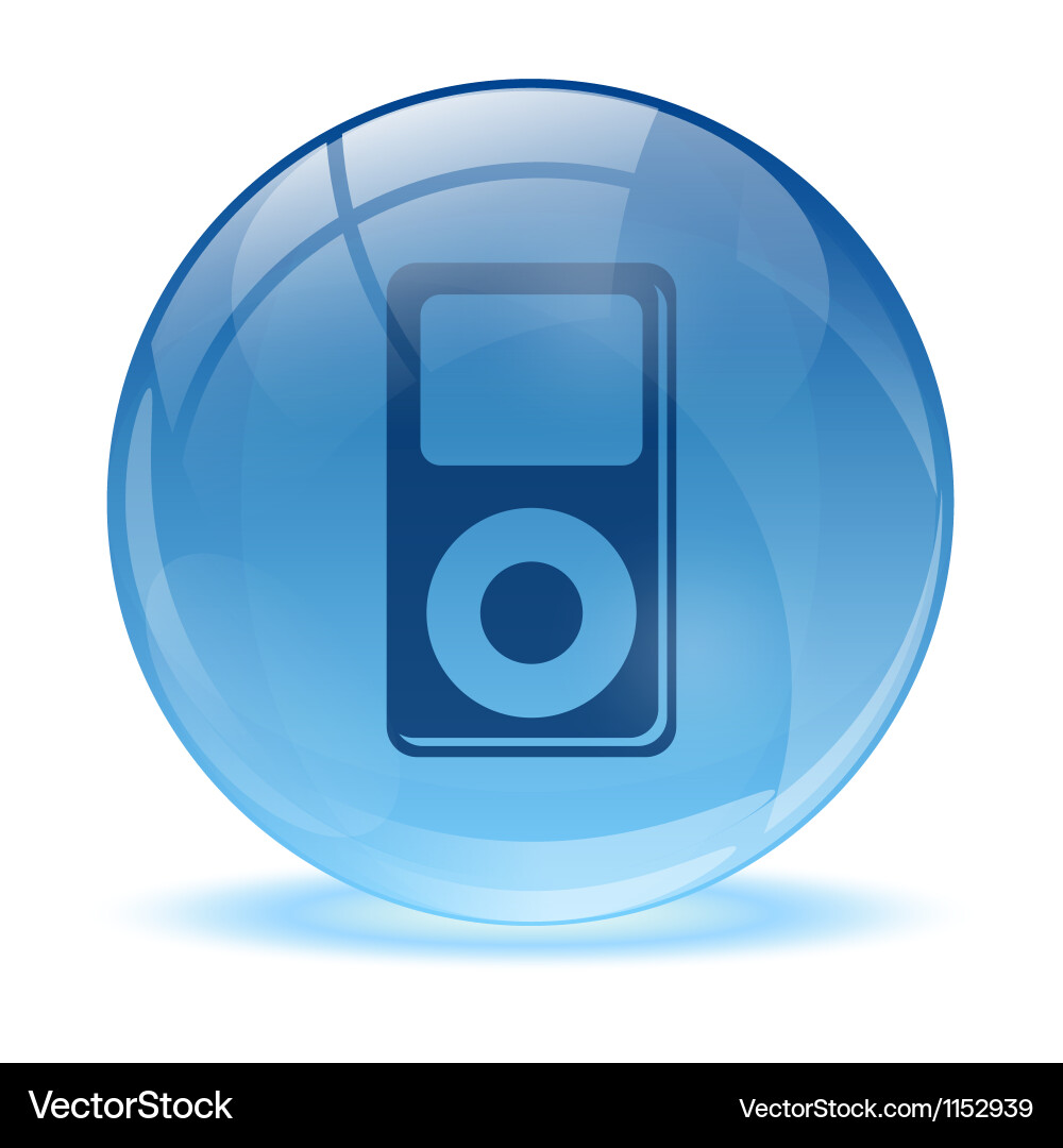 3d Glaskugel und Musik-Player-Ikone Lizenzfreier Vektor