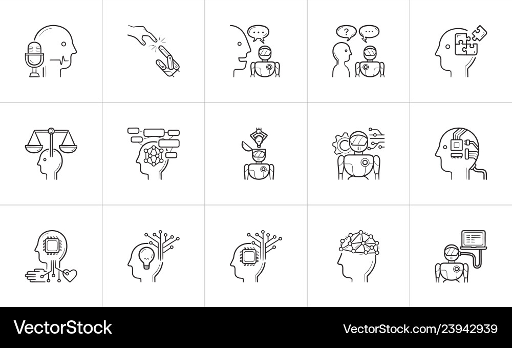 Artificial intelligence hand drawn outline doodle Vector Image
