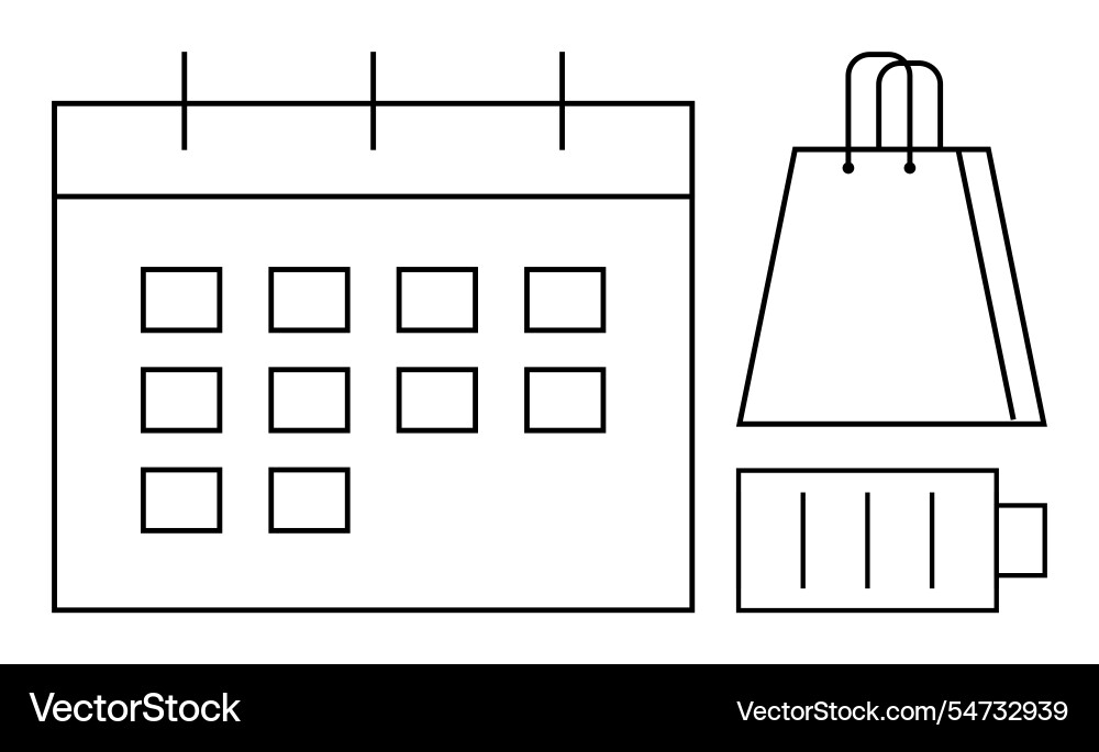 Calendar with shopping bag and barcode Royalty Free Vector