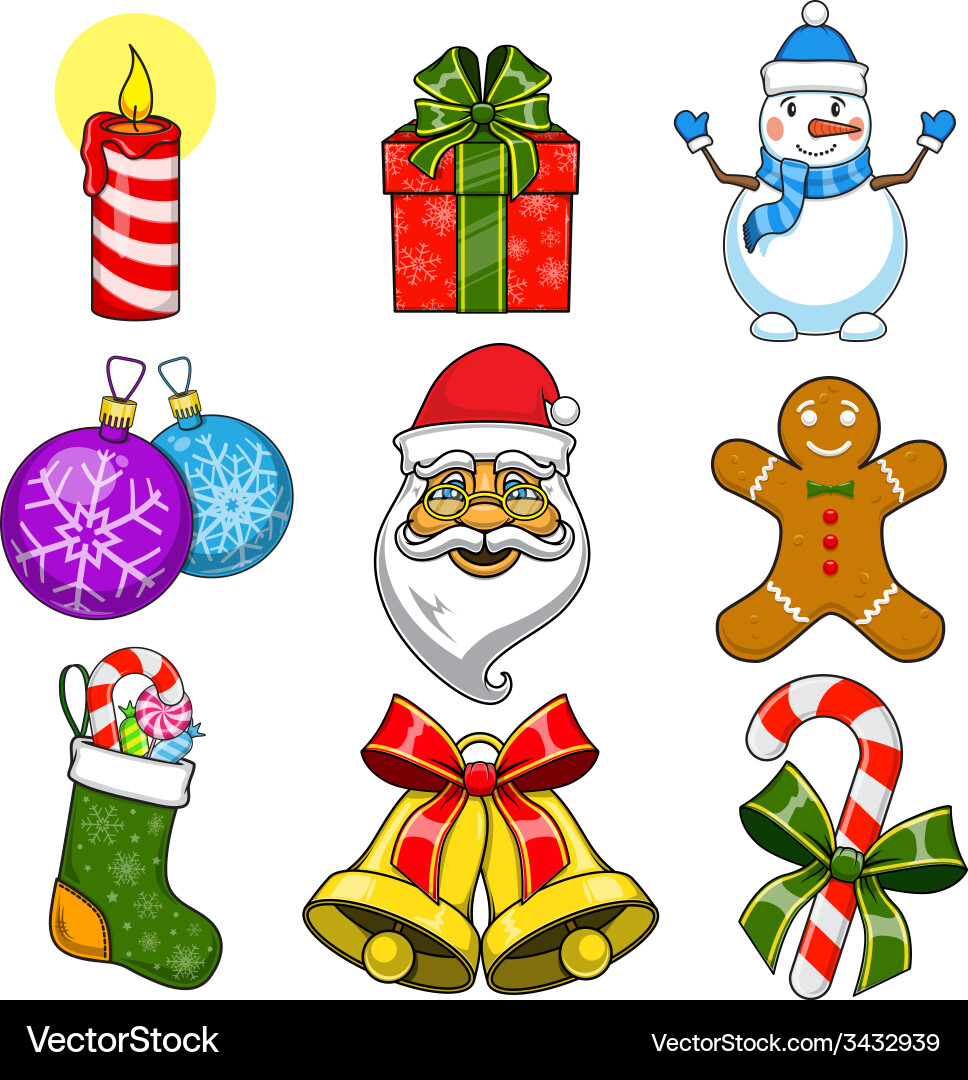 Christmas and new year objects Royalty Free Vector Image