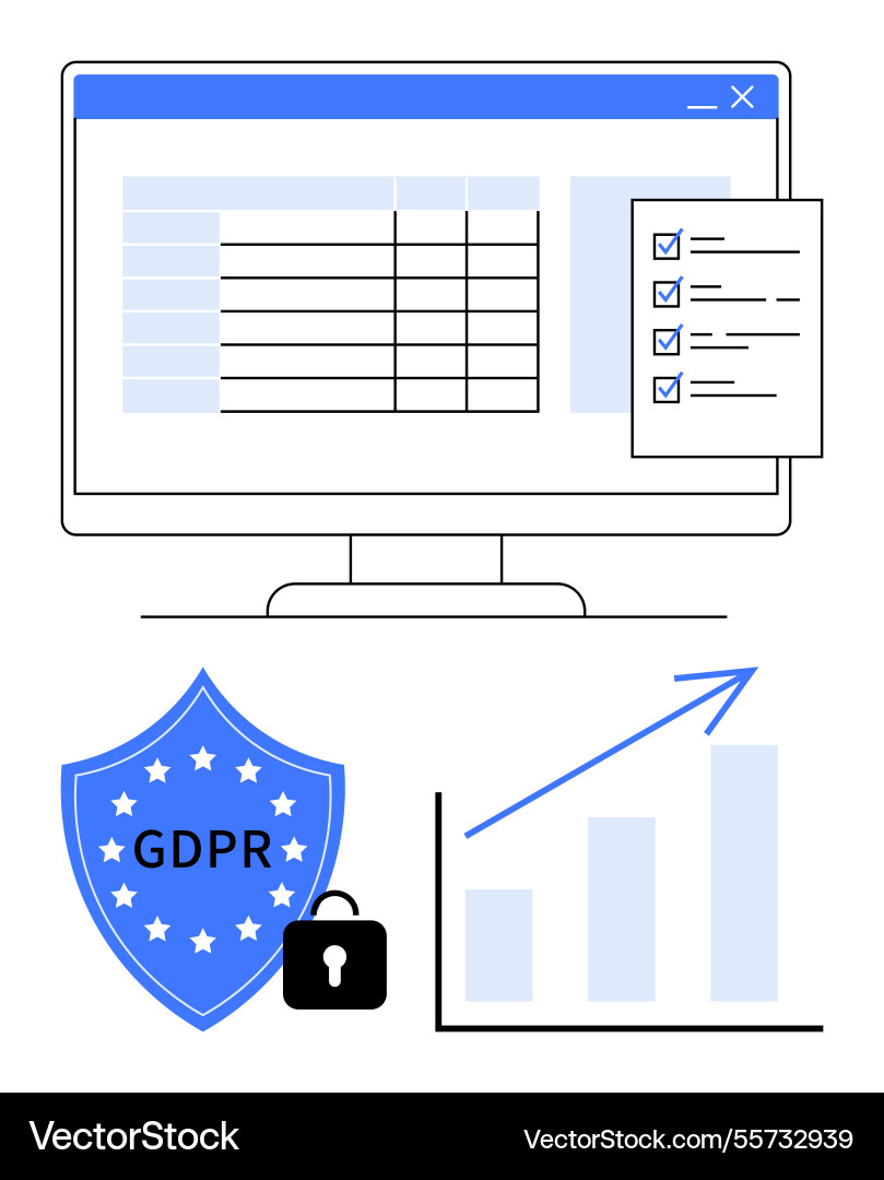 Compliance management with gdpr shield growth Vector Image