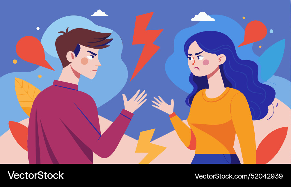 Couple conflict relationship tension art Vector Image