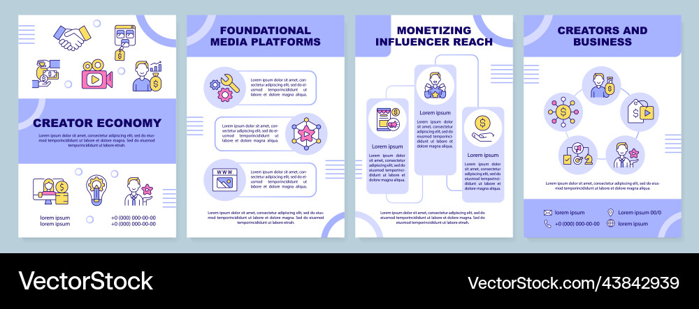 Creator economy history brochure template Vector Image