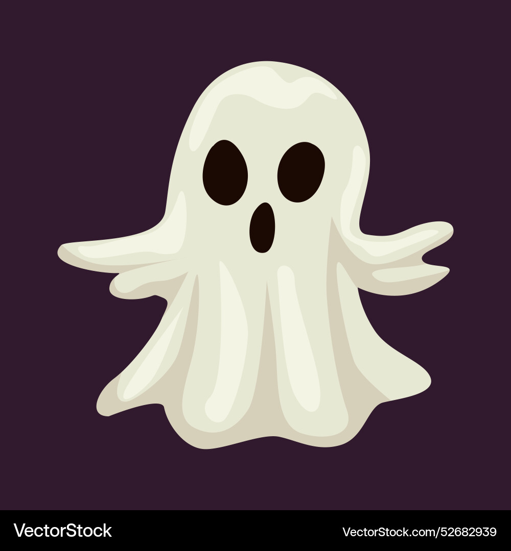 Cute funny cartoon ghost with a scary emotion Vector Image