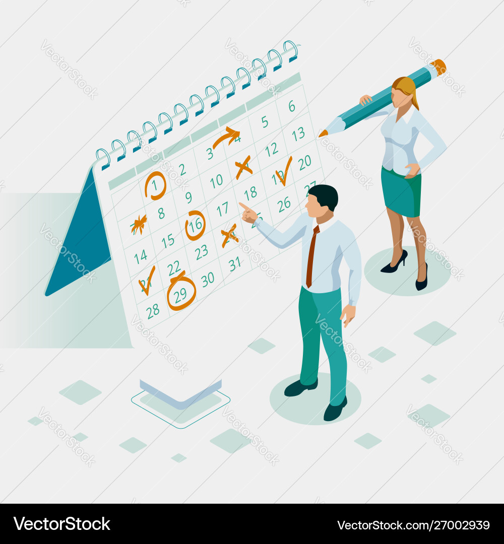 Isometric weekly schedule and calendar planner Vector Image