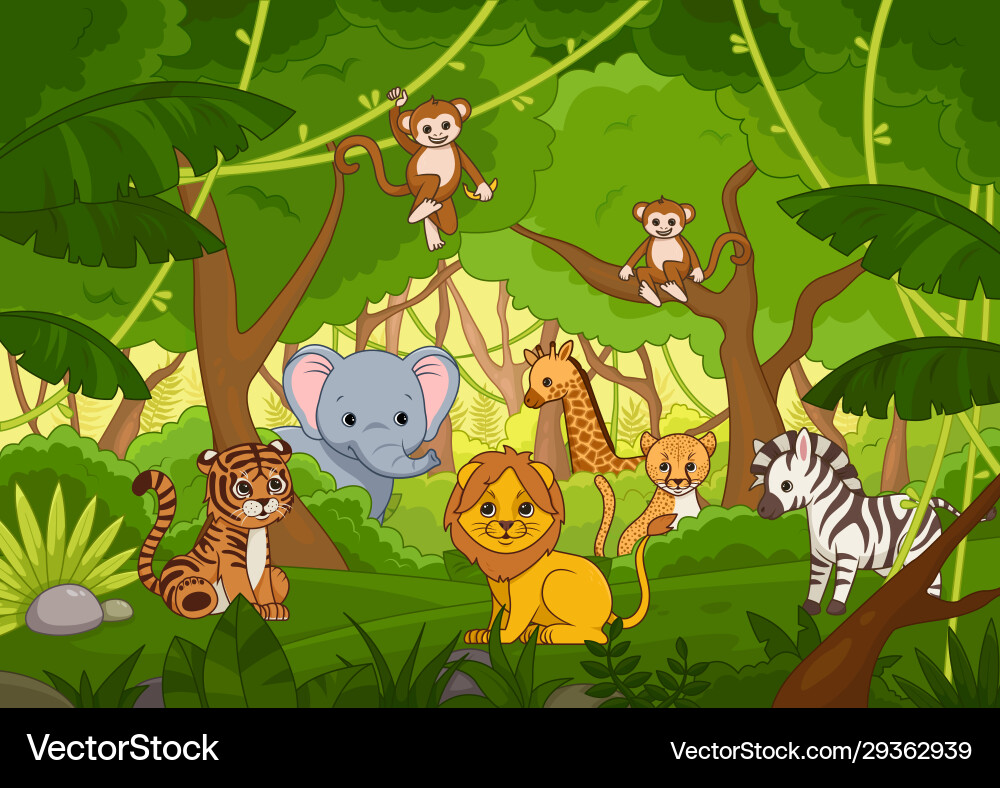 Jungle Animals Cartoon Royalty Free Vector Image