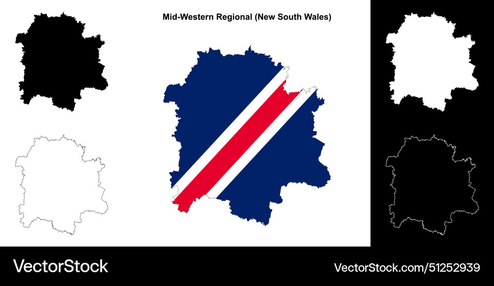 Mid-western regional outline map Royalty Free Vector Image