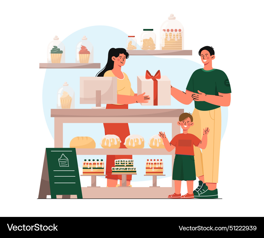 People in bakery Royalty Free Vector Image - VectorStock