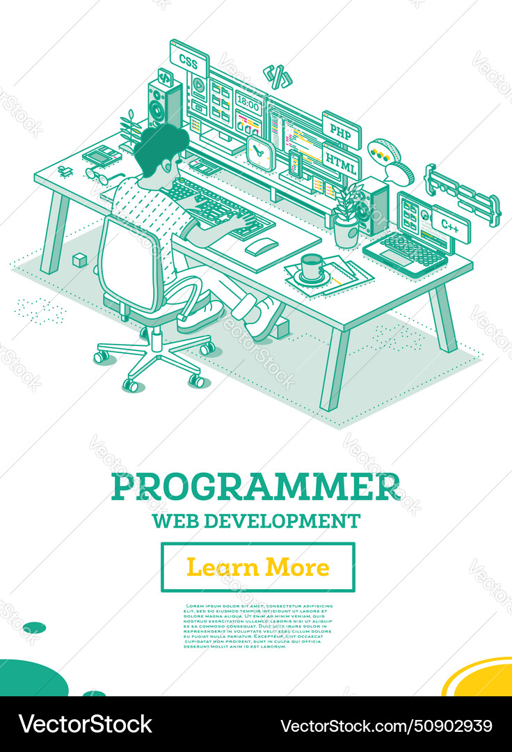 Programmer frontend or backend developer sit on Vector Image